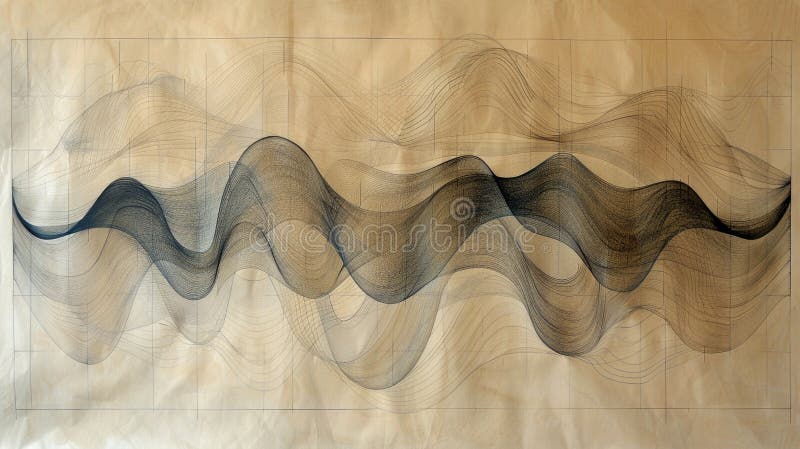 Abstract Wavy Lines Pencil Drawing on Textured Paper Stock Photo ...