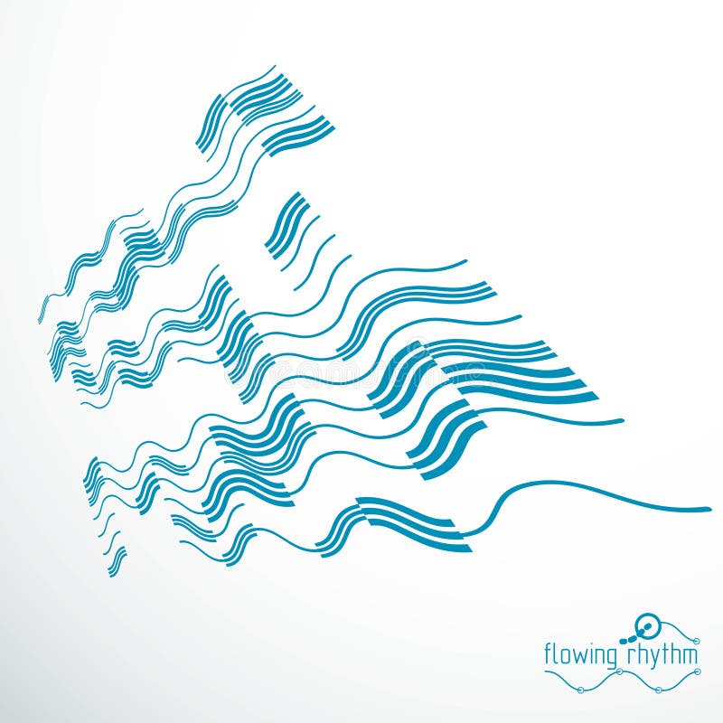 Abstract Wavy Lines Rhythm Pattern. Vector Technical Background ...