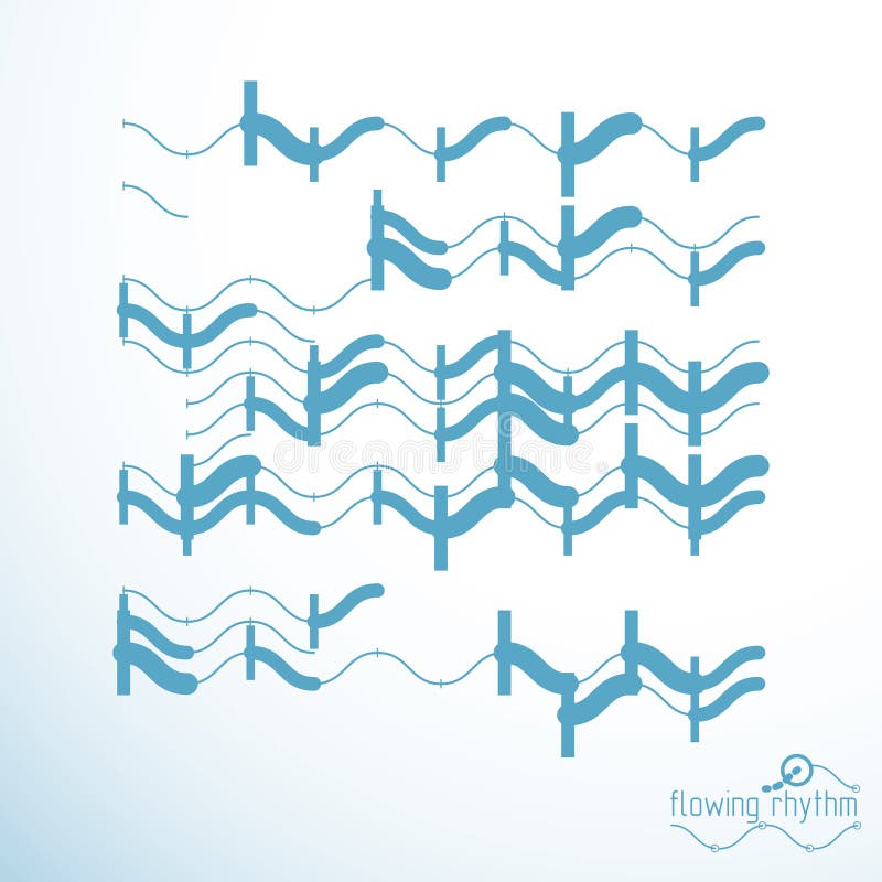 Abstract Wavy Lines Rhythm Pattern. Vector Technical Background ...