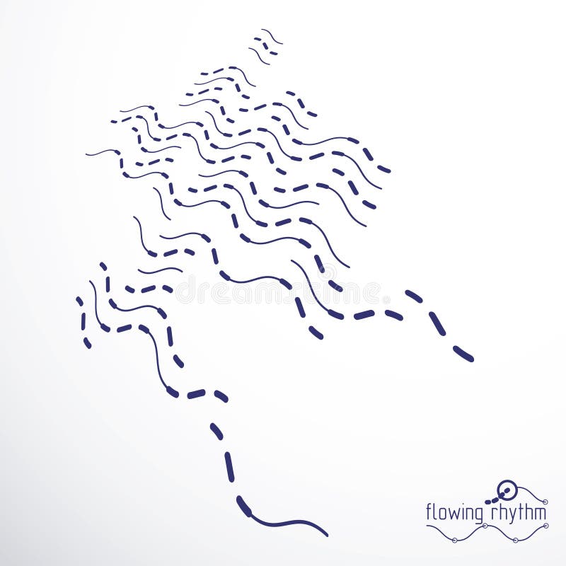 Abstract Wavy Lines Rhythm Pattern. Vector Technical Background ...