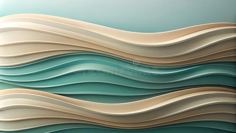 Abstract Wavy Lines in Soft Cream and Teal Tones, a Seamless Pattern ...