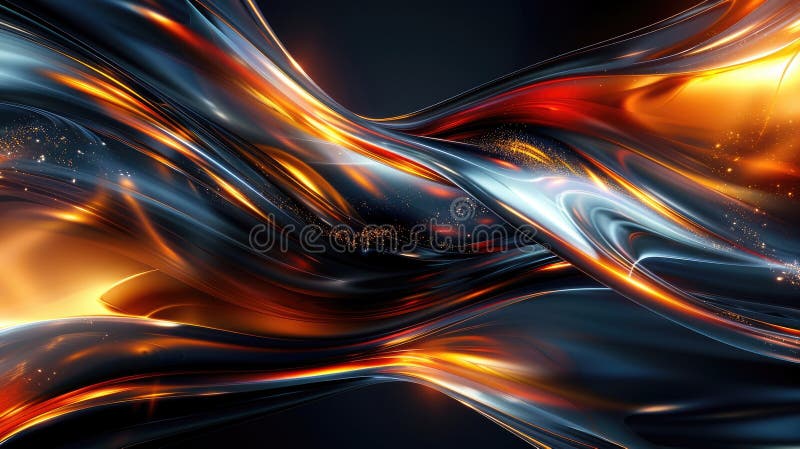 Abstract Wavy Metal and Fire Visual Effect with Dynamic Fluid ...