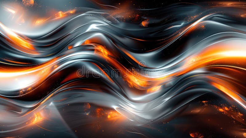 Abstract Wavy Metal and Fire Visual Effect with Dynamic Fluid ...