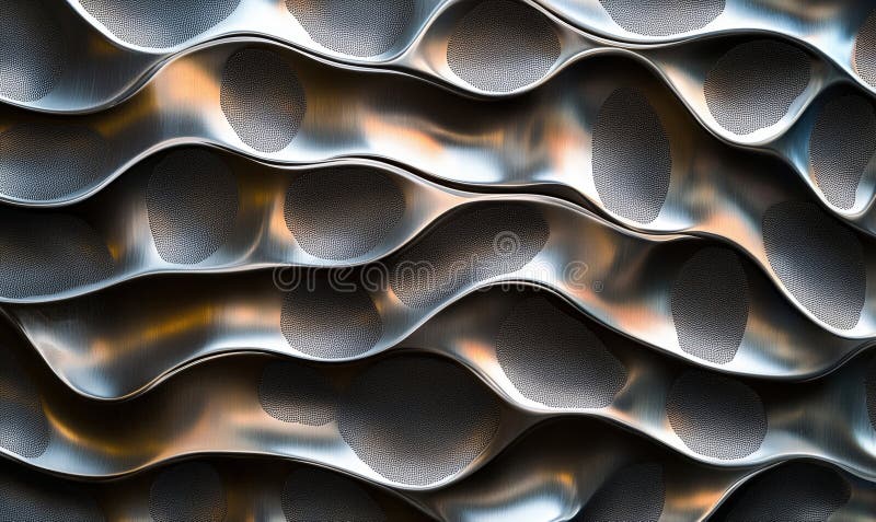 Abstract Wavy Metal Surface with Perforations, Intricate Design, Smooth ...