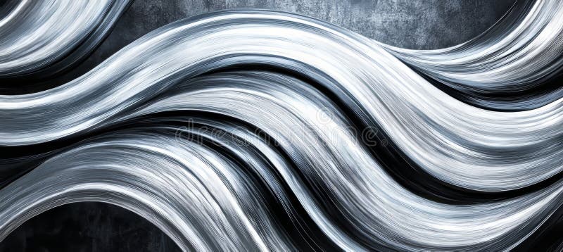 Abstract Wavy Metallic Silver and Black Lines Flow and Movement ...