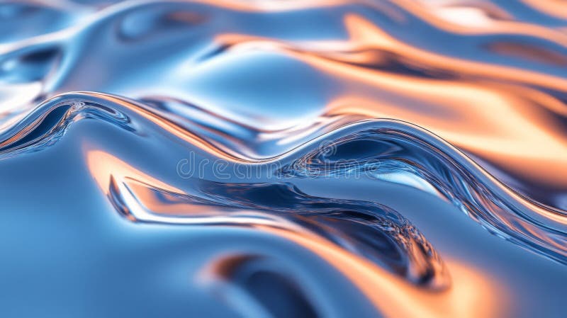 Abstract Wavy Metallic Surface with Blue and Orange Hues Stock ...