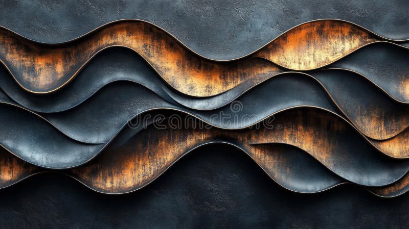 Abstract Wavy Metallic Wall Panel Design Stock Illustration ...