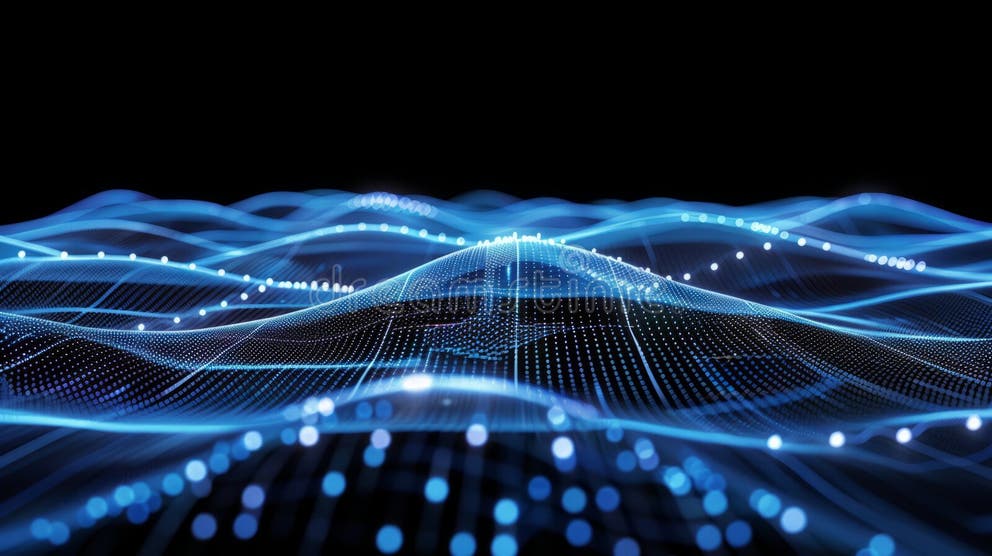 Abstract Wavy Network Background - Blue Data Connection Visual Stock ...