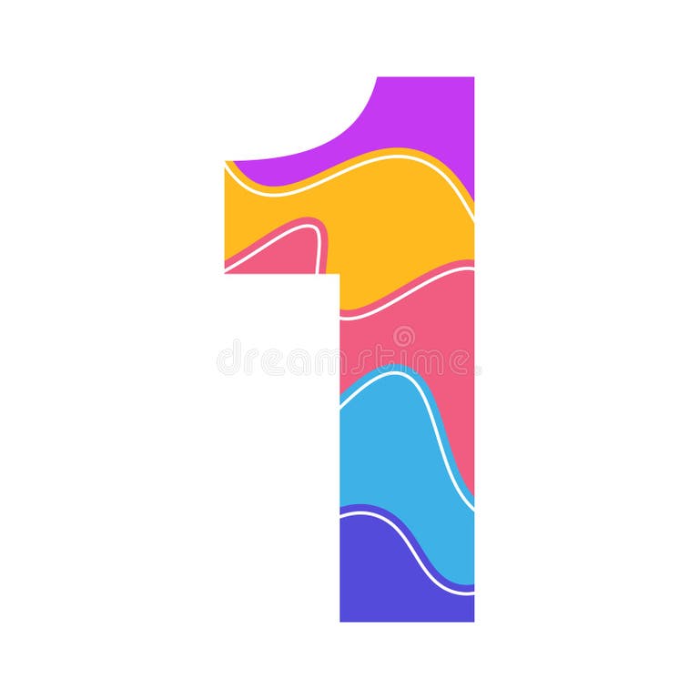 Abstract Wavy Number 1 Vector Illustration Stock Vector - Illustration ...