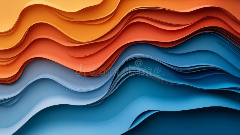 Abstract Wavy Paper Layers in Vibrant Hues Stock Illustration ...