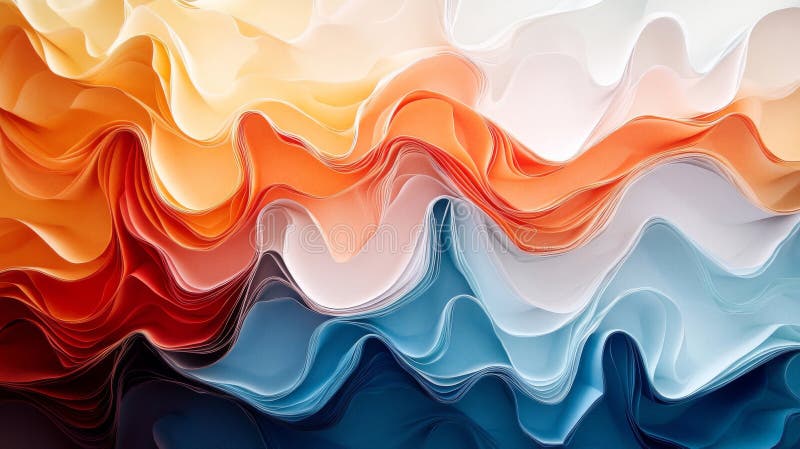 Abstract Wavy Paper Texture with Warm and Cool Color Gradient Stock ...