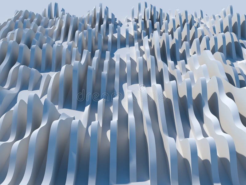 Abstract Wavy Parametric Structure Installation. 3d Rendering Stock ...