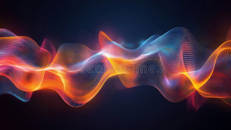 Abstract Wavy Particle Stream Background in Orange and Blue Colors with ...