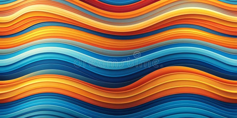 Abstract Wavy Pattern in Blue, Orange, and Yellow - 3D Illustration of ...