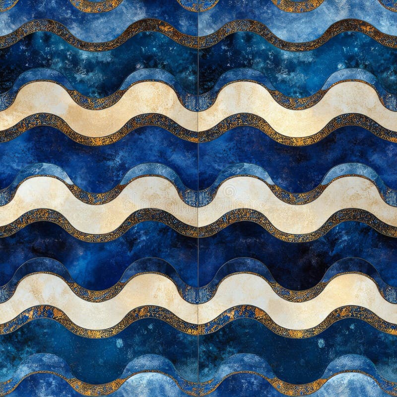 An Abstract Wavy Pattern of Stone Mosaic Tiles Forms the Background ...
