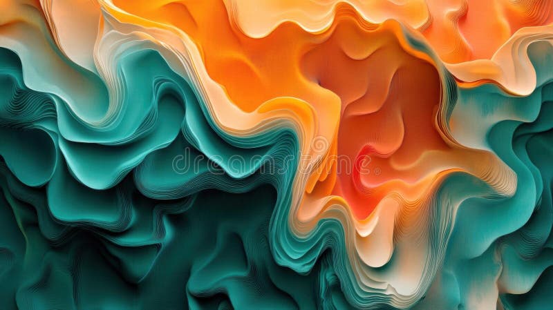 Abstract Wavy Pattern in Teal and Orange Hues Stock Image - Image of pattern, smooth: 362613215
