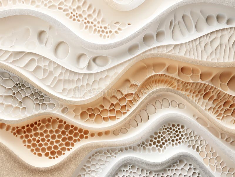 Abstract Wavy Pattern with Textured, Organic Shapes in Shades of Cream ...