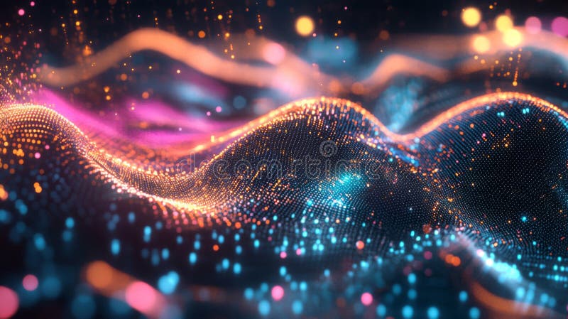 Abstract Wavy Pattern with Vibrant Glowing Lights Stock Illustration ...