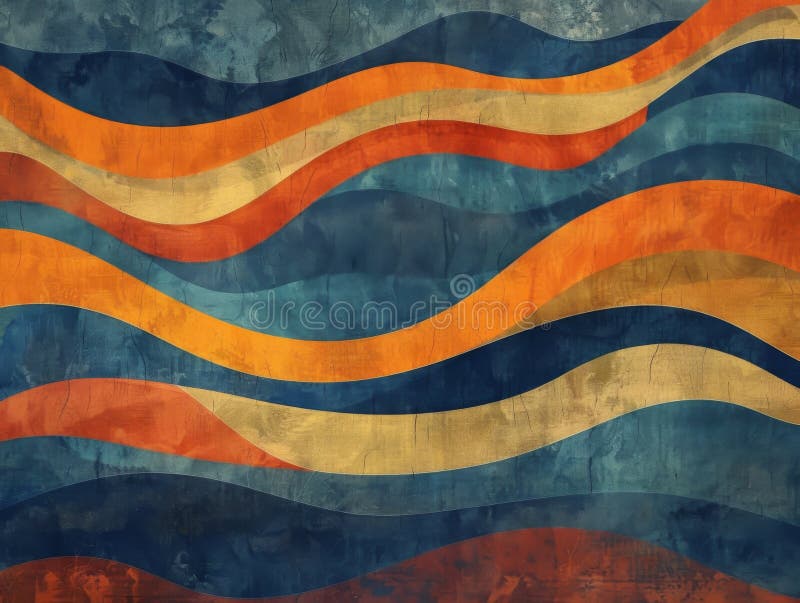 Abstract Wavy Pattern with Vintage Texture and Warm Colors Stock ...