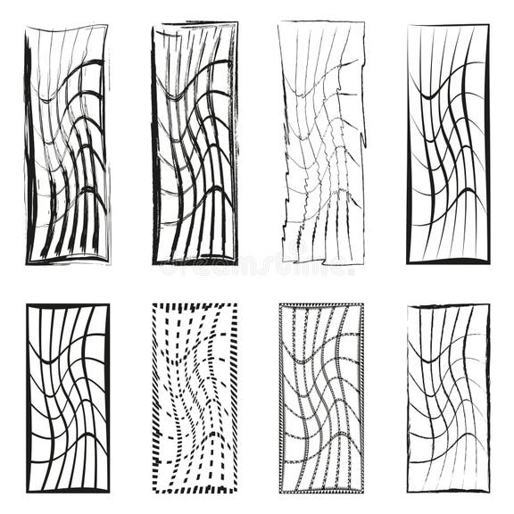 Abstract Wavy Patterns. Distorted Line Textures. Organic Ripple Forms. Vector Grunge Elements ...