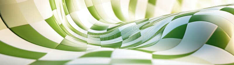 Abstract Wavy Patterns of Green and White Checkered Design Stock ...