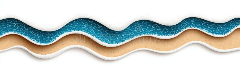 Abstract Wavy Patterns Representing Blue Water and Sandy Beach Texture in Minimalist Design ...