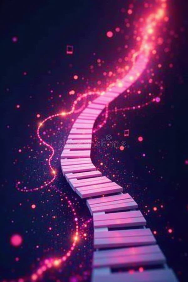 Abstract Wavy Piano Keys, Musical Notes Flowing , Composition, Score ...