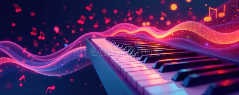 Abstract Wavy Piano Keys, Musical Notes Flowing , Fantasy, Octave ...