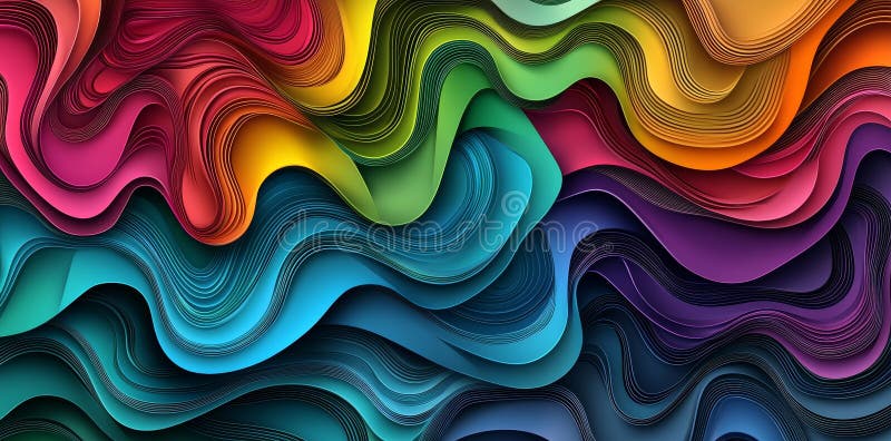 Abstract Wavy Rainbow Stripes - Colorful Background - 3D Render Stock ...