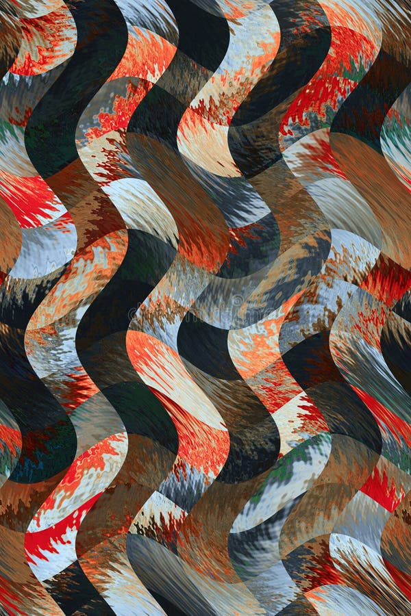 Abstract Wavy Seamless Pattern Background Illustration with Various ...