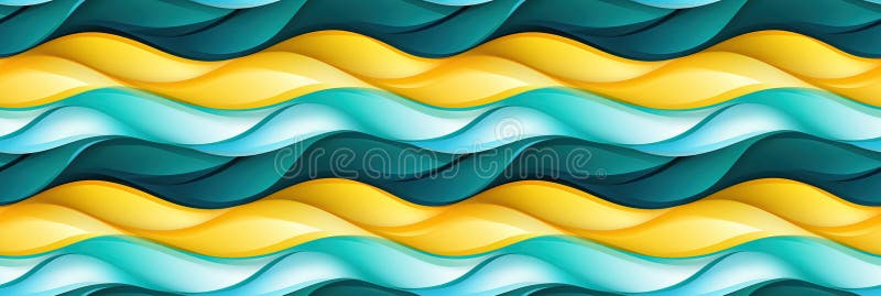 Abstract Wavy Seamless Pattern with Blue Green Yellow Waves on White ...