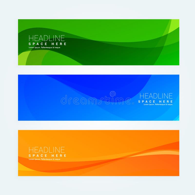 Abstract Wavy Set of Three Banners in Different Colors Stock Vector ...