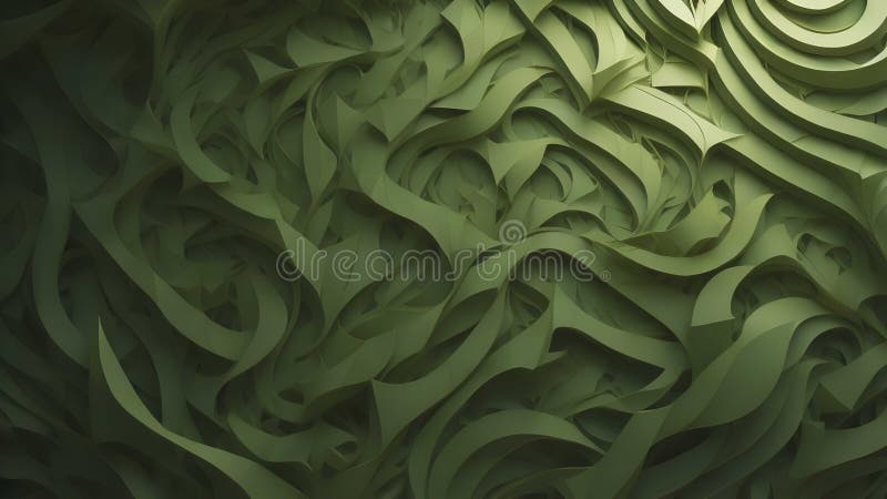 Abstract Wavy Shape in Green Color, Generative Ai Stock Illustration ...