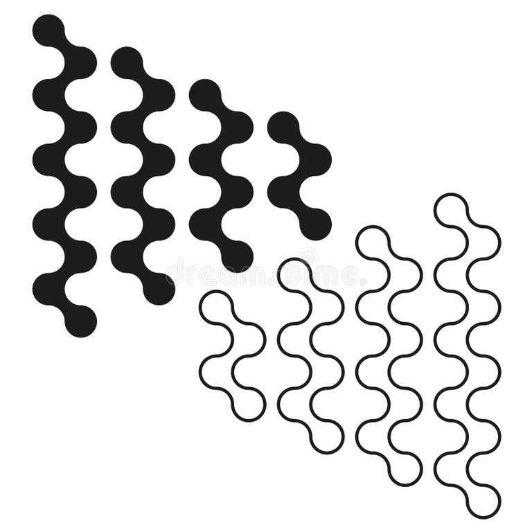 Abstract Wavy Shapes. Black Linear Patterns. Organic Curve Elements ...