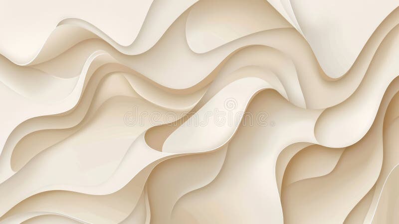 Abstract Wavy Shapes in Neutral Beige and Brown Tones. Digital Image ...