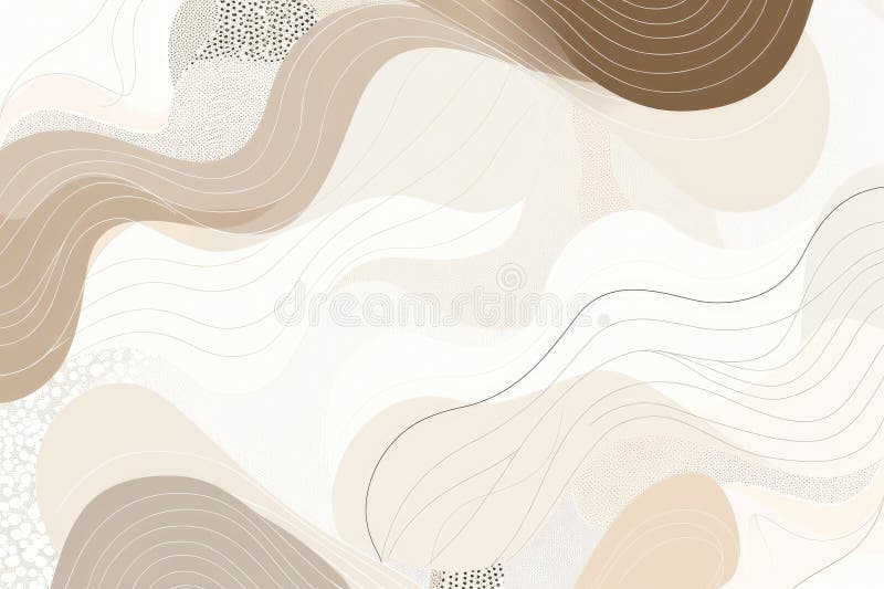 Abstract Wavy Shapes in Neutral Beige and Brown Tones. Digital Image ...