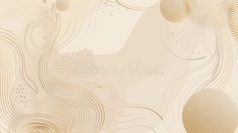 Abstract Wavy Shapes in Neutral Beige and Brown Tones. Digital Image ...