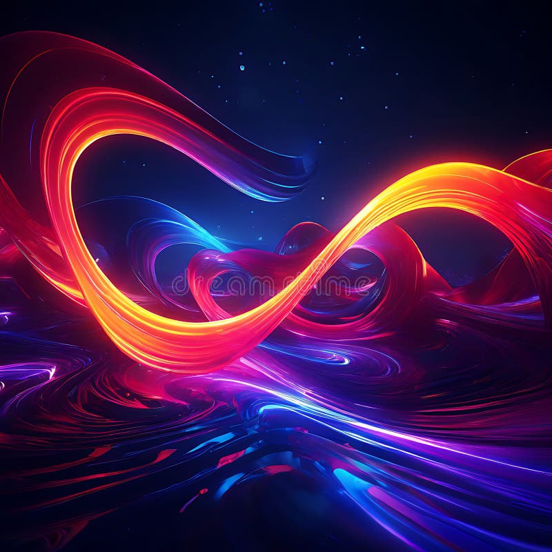 Abstract Wavy Sparkling Bending Light Composition Background Stock ...