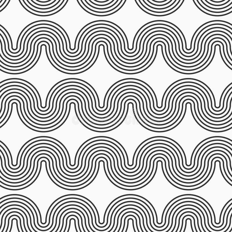 Abstract Wavy Stripes Geometric Vector Seamless Pattern. Hypnotic ...