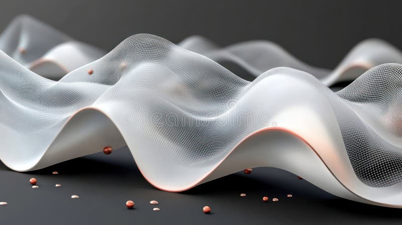 Abstract Wavy Structure with Particles, Suggesting Fluidity and Motion ...
