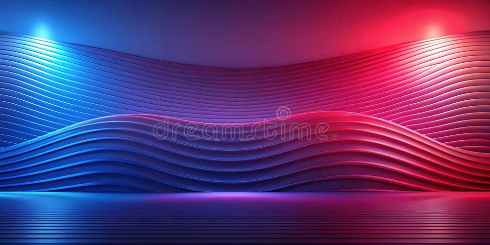 Abstract Wavy Surface with Neon Light Reflections and Gradient Color ...