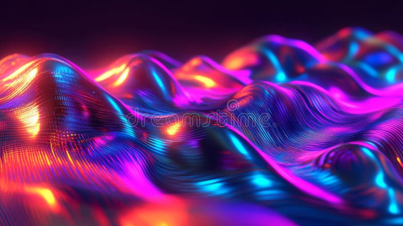 Abstract Wavy Surface with Vibrant Neon Colors Stock Illustration ...