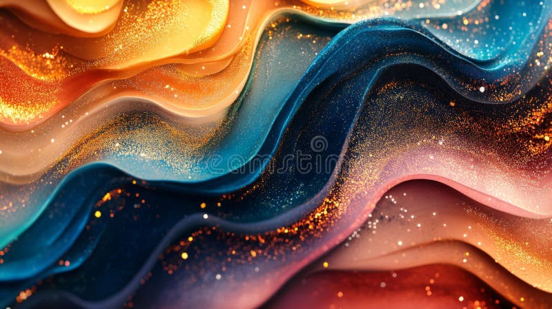Abstract Wavy Texture with Golden Glitter Stock Illustration ...