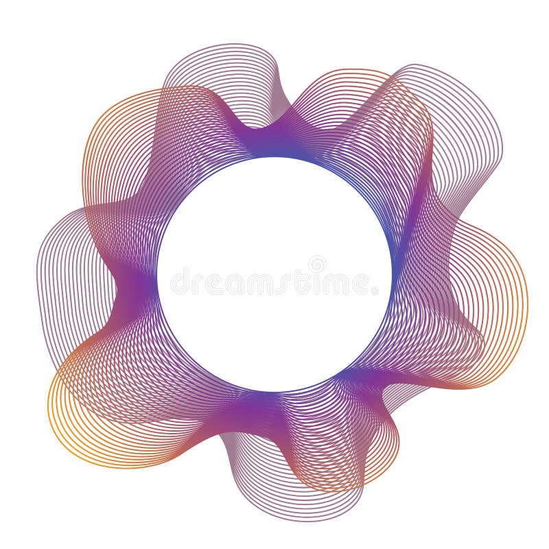 Abstract Wavy Vector Frame, Shape. Guilloche Logo Shape of Circle and ...