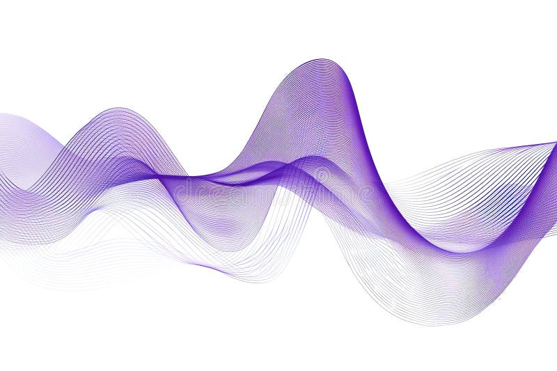 Abstract Wavy Violet Lines Flowing on White Background, Modern Artistic ...