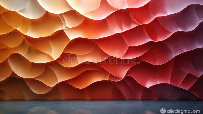 Abstract Wavy Wall Design in Warm Color Gradients Stock Illustration ...