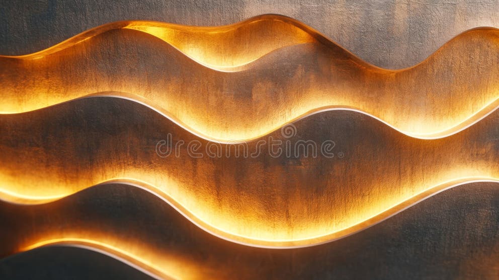 Abstract Wavy Wall Panel with Illuminated Curves Stock Illustration ...