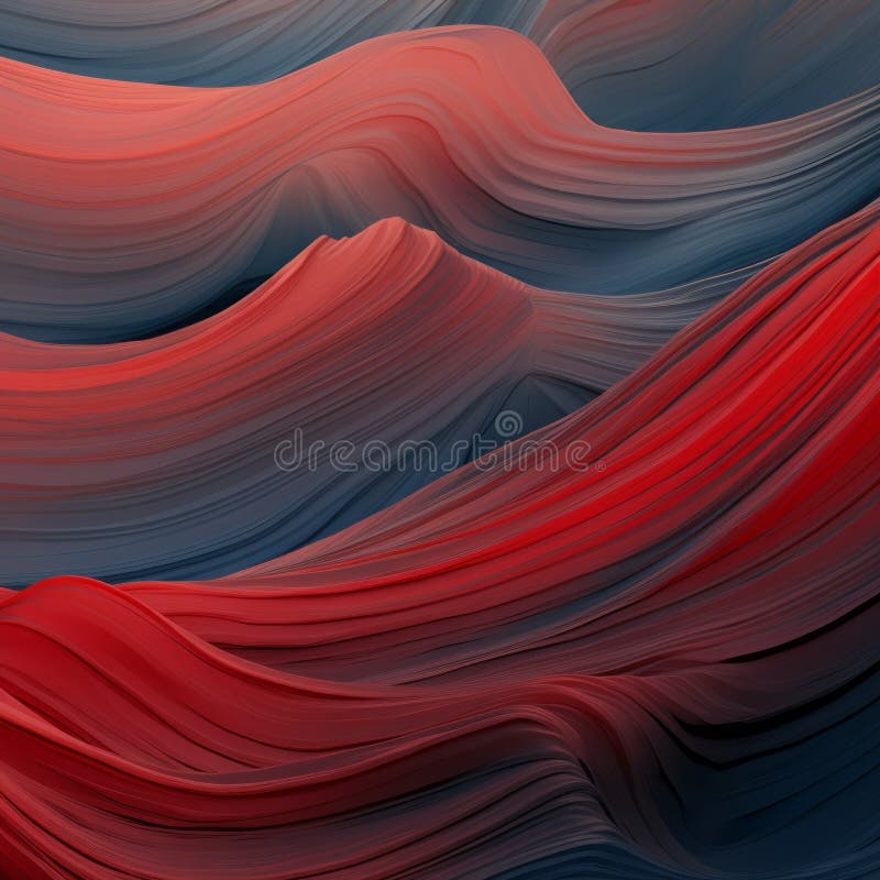 Abstract Wavy Wave in Red and Blue: Hyperrealistic Landscapes with Bold ...