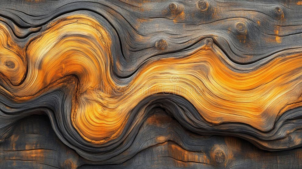 Abstract Wavy Wood Texture with Grain Pattern in Gray and Orange ...