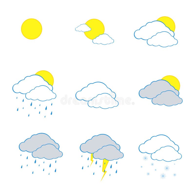 Abstract weather icons stock illustration. Illustration of lightning ...